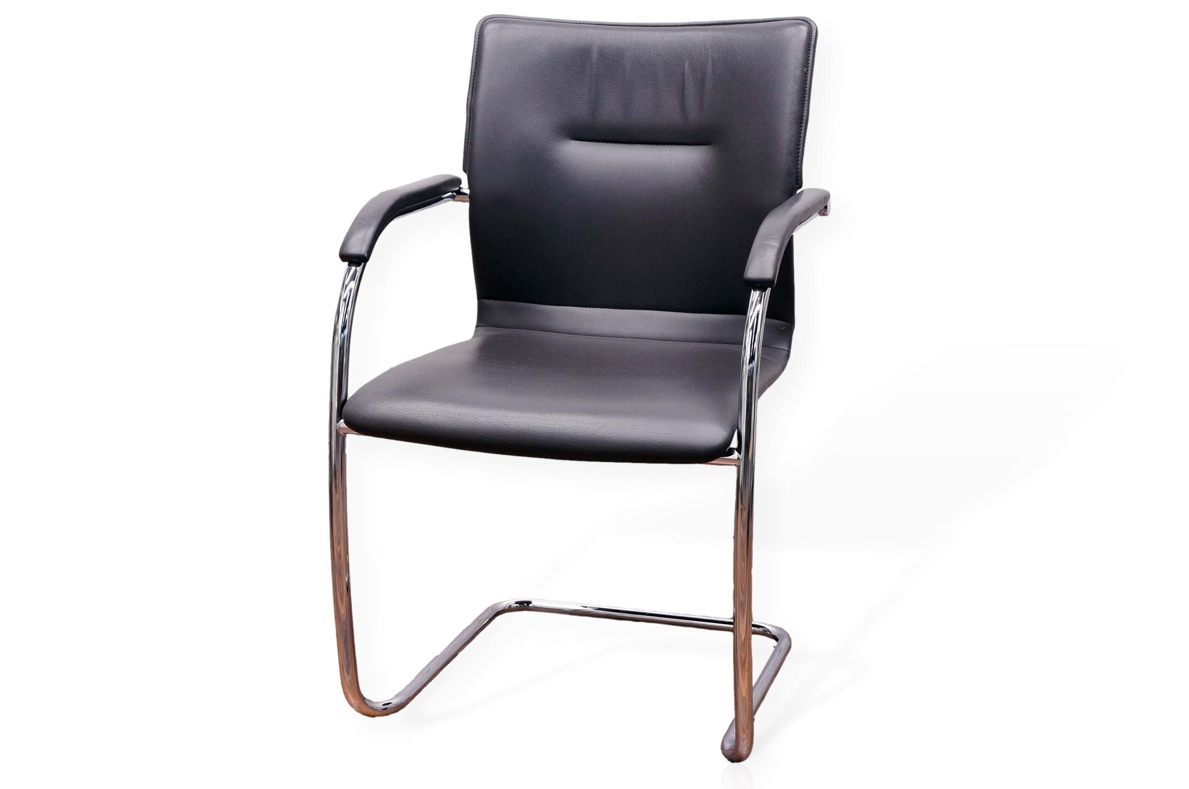 Brunner Plaza Meeting Chair, Black Back & Seat, Chrome Base - Office Resale