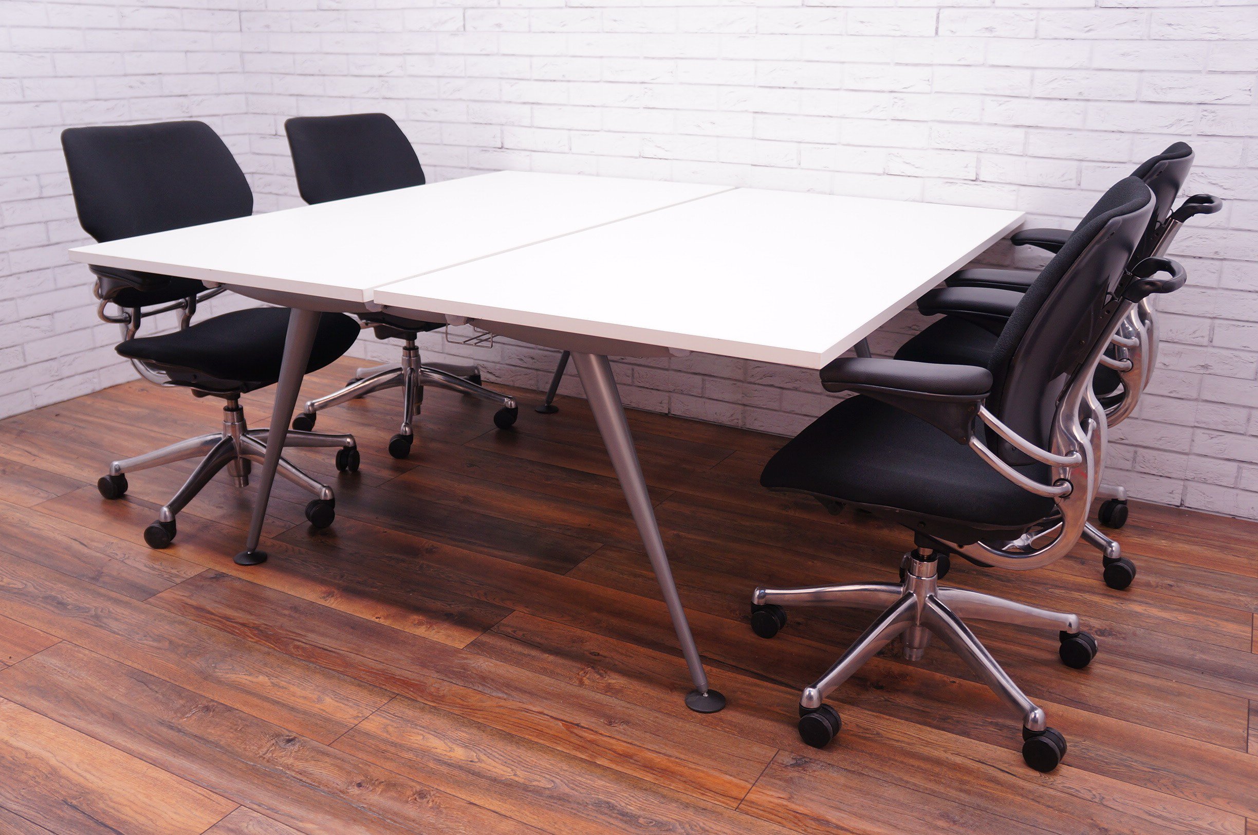 Herman Miller Abak Environments Twin Bench Desk With Silver Tapered ...