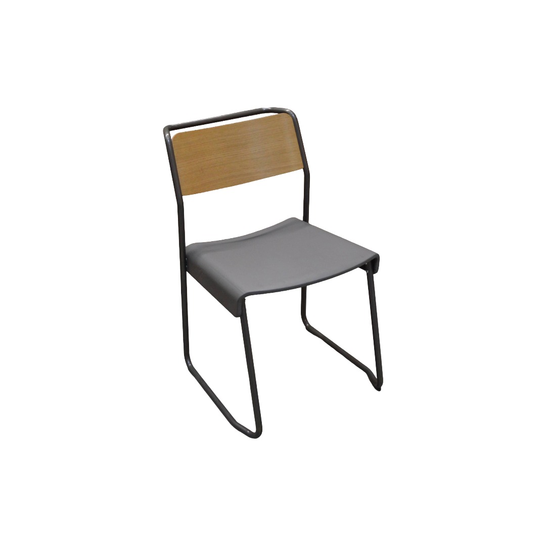 VG&P Utility Chair, Maple Back, Grey Vinyl Seat, Silver Base - Office ...